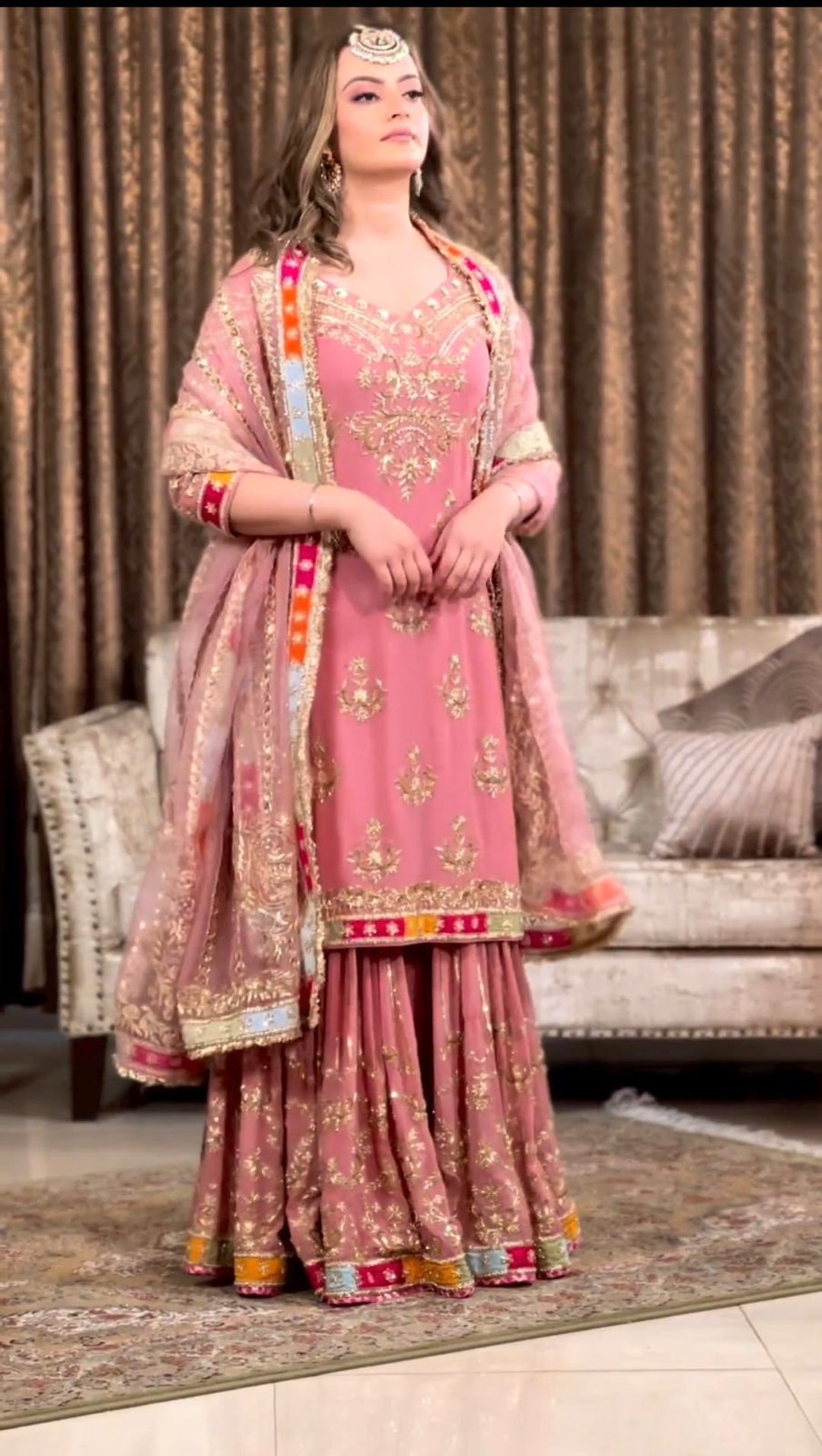 Pink Colour Sharara Salwar Kameezreyon Silk Sharara Salwar - Etsy