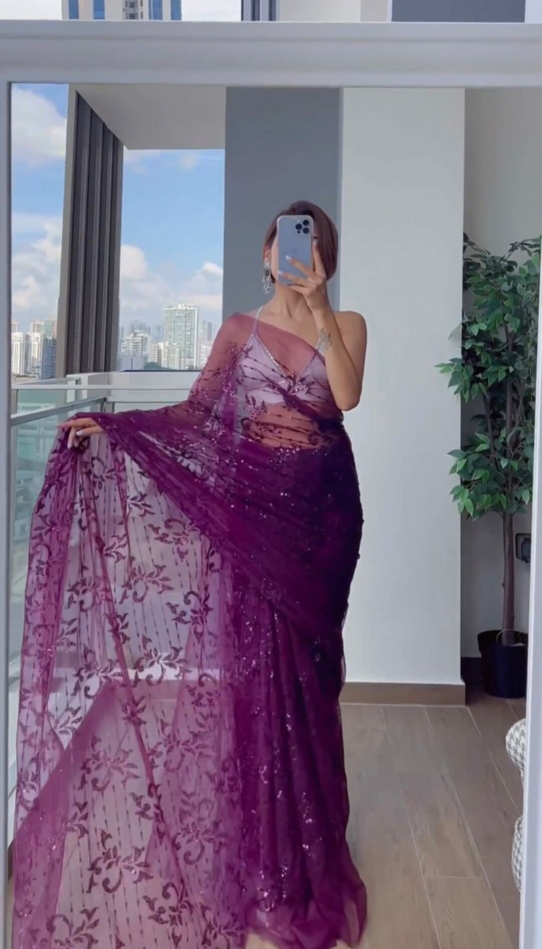 Purple Color Mono Net Saree Embroidery Work Saree Party Wear - Etsy