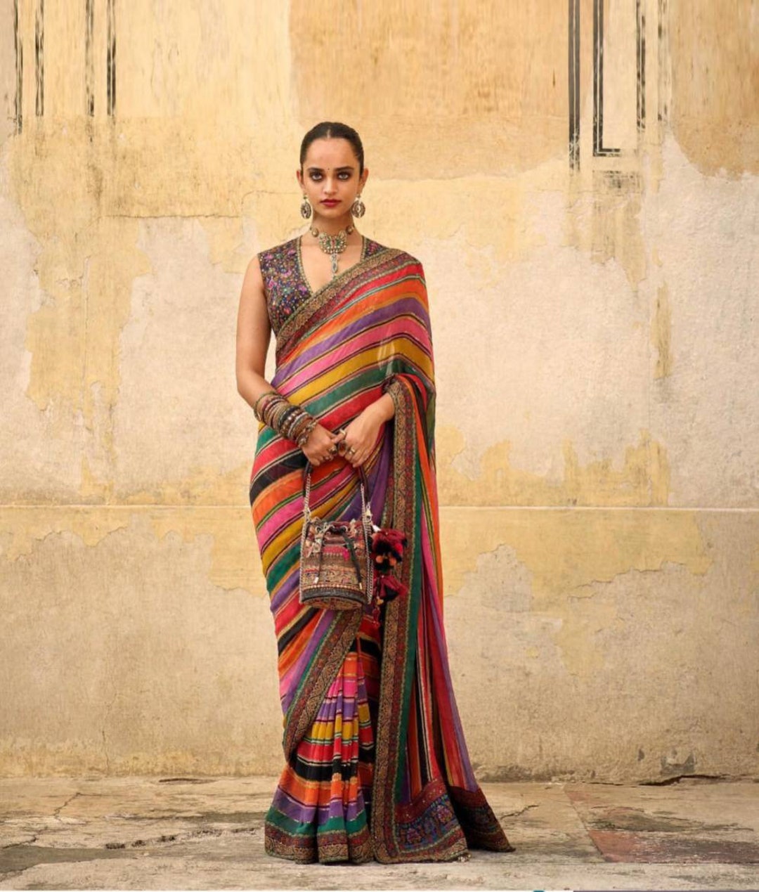 Buy Multi Colore Leriya Saree Party Wear Saree Exclusive Saree Digital ...