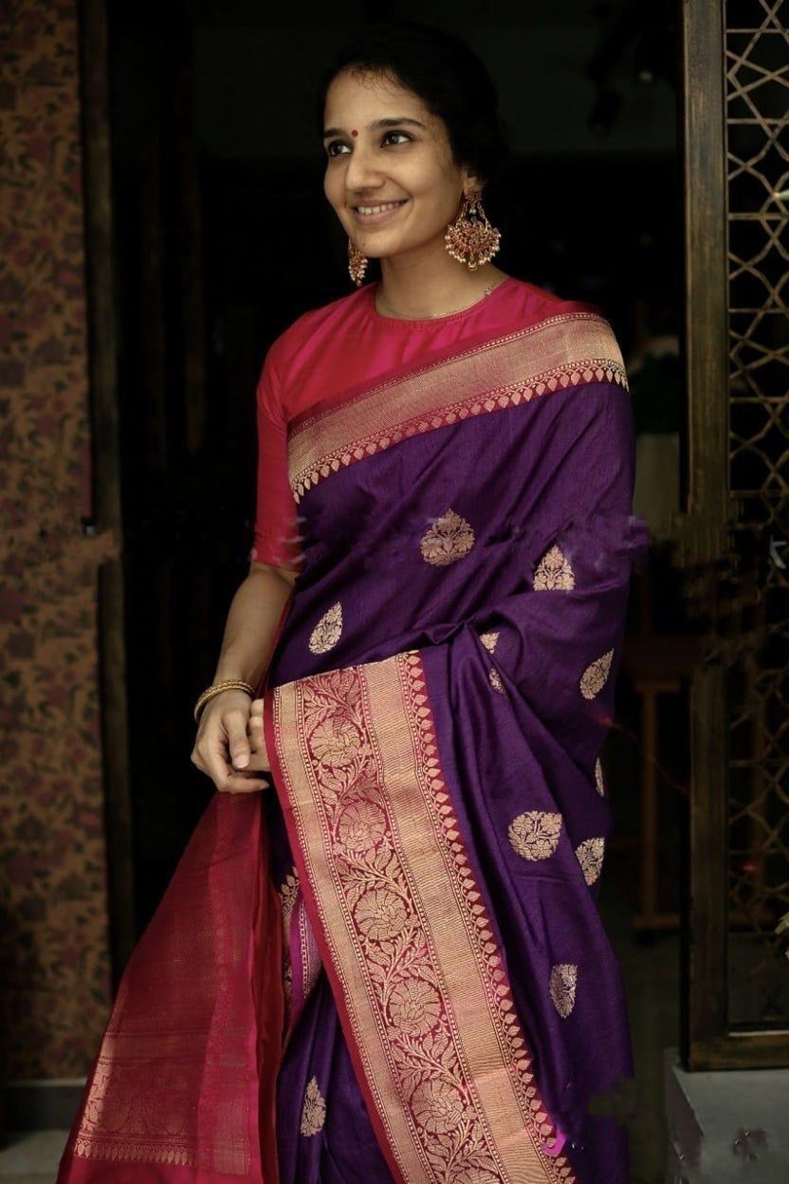 Purple Colore Designer Bold and Beautiful Saree Indian - Etsy