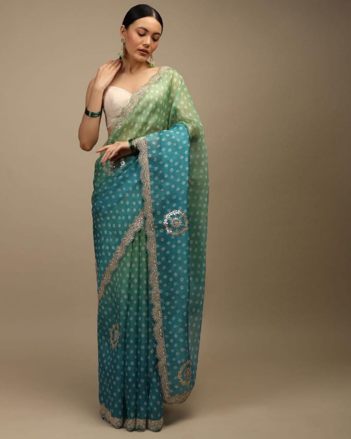 Green Colore Designer Saree Bollywood Style Designer Saree - Etsy