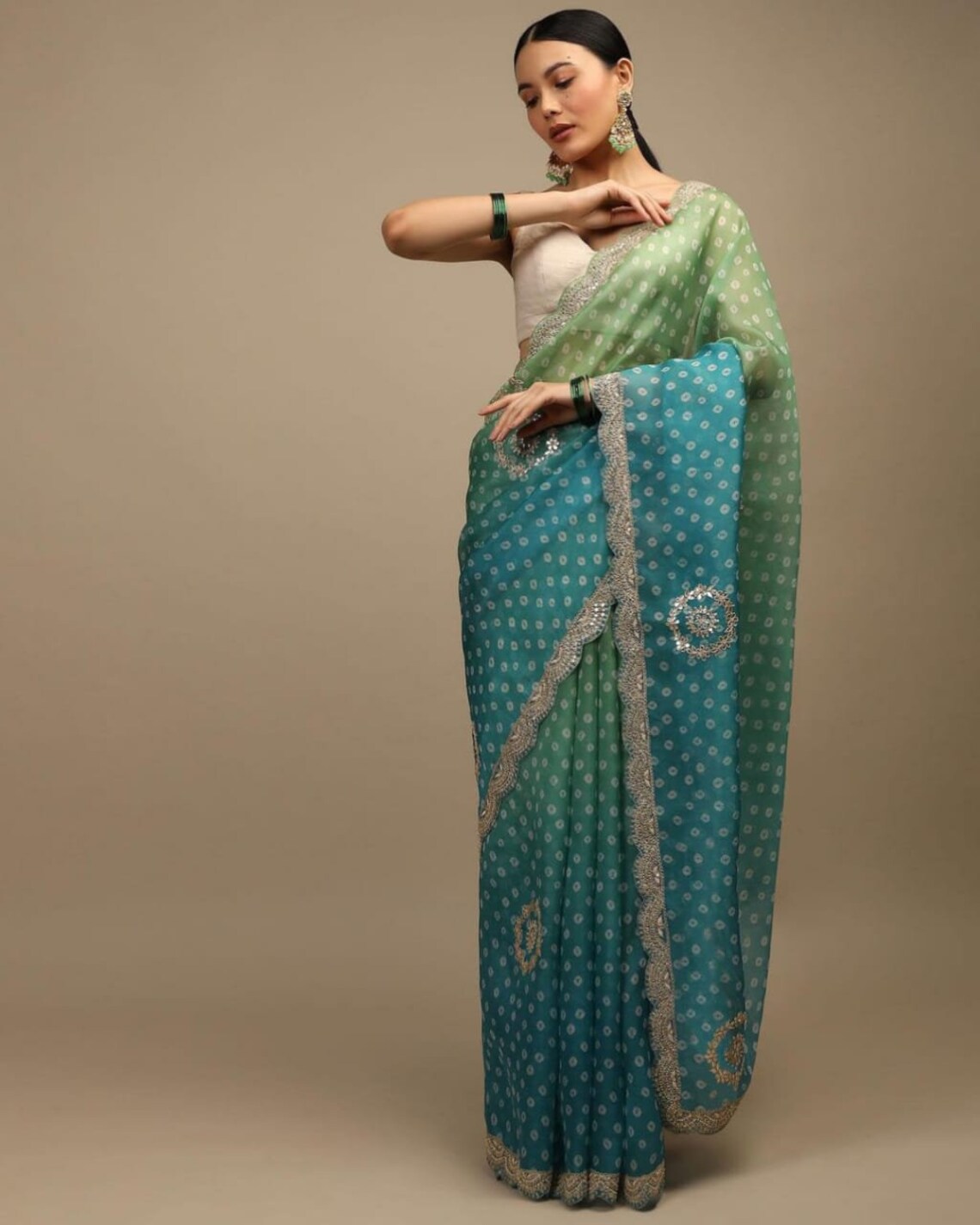 Green Colore Designer Saree Bollywood Style Designer Saree - Etsy