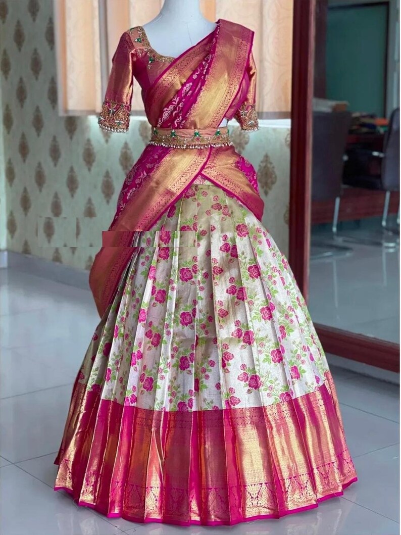 Grey Color Kanchipurama Silk Zari Lahenga Choli Wedding and - Etsy