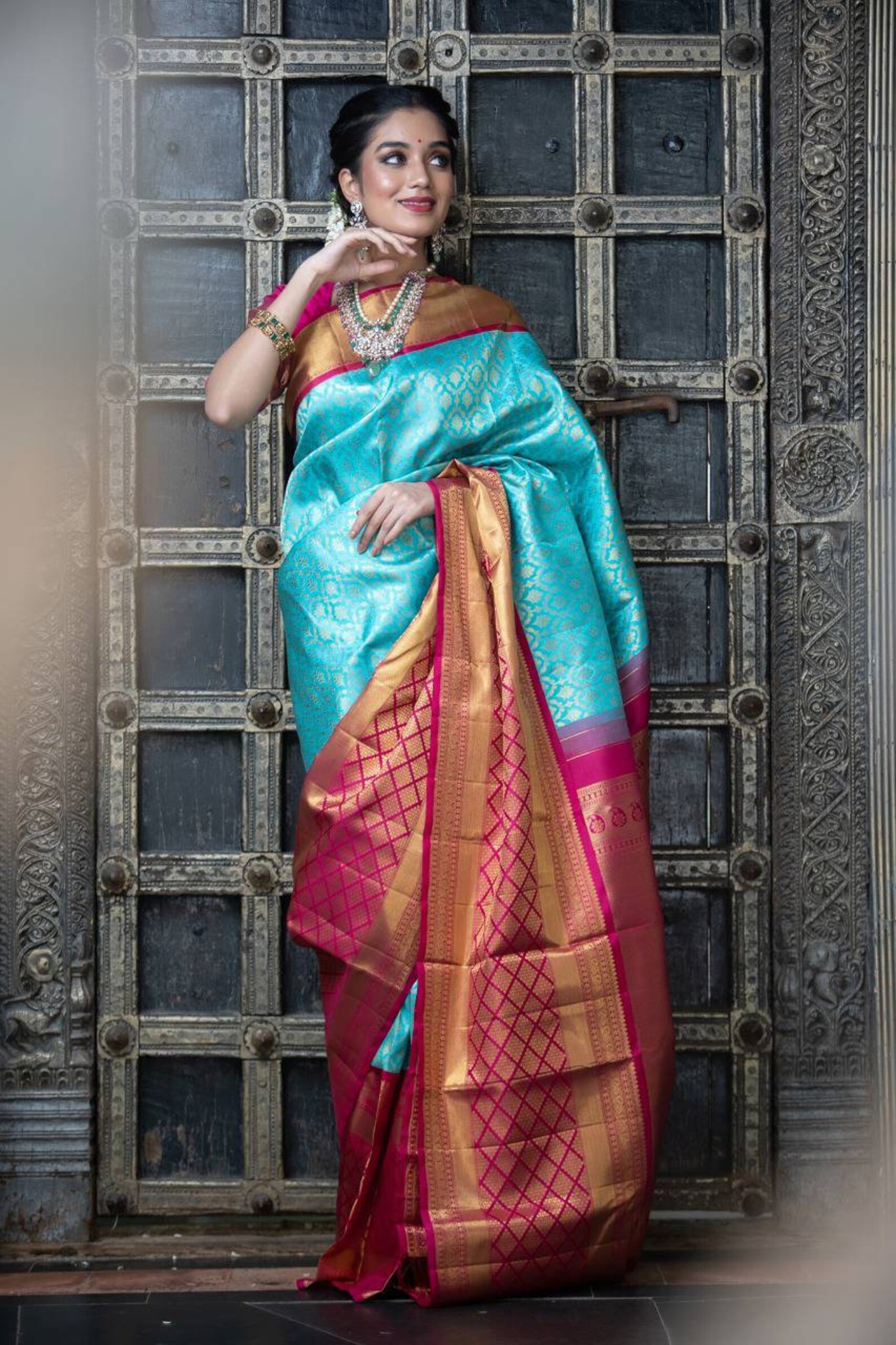 New Arrival Blue Color Soft lichi Silk Saree With Exclusive | Etsy