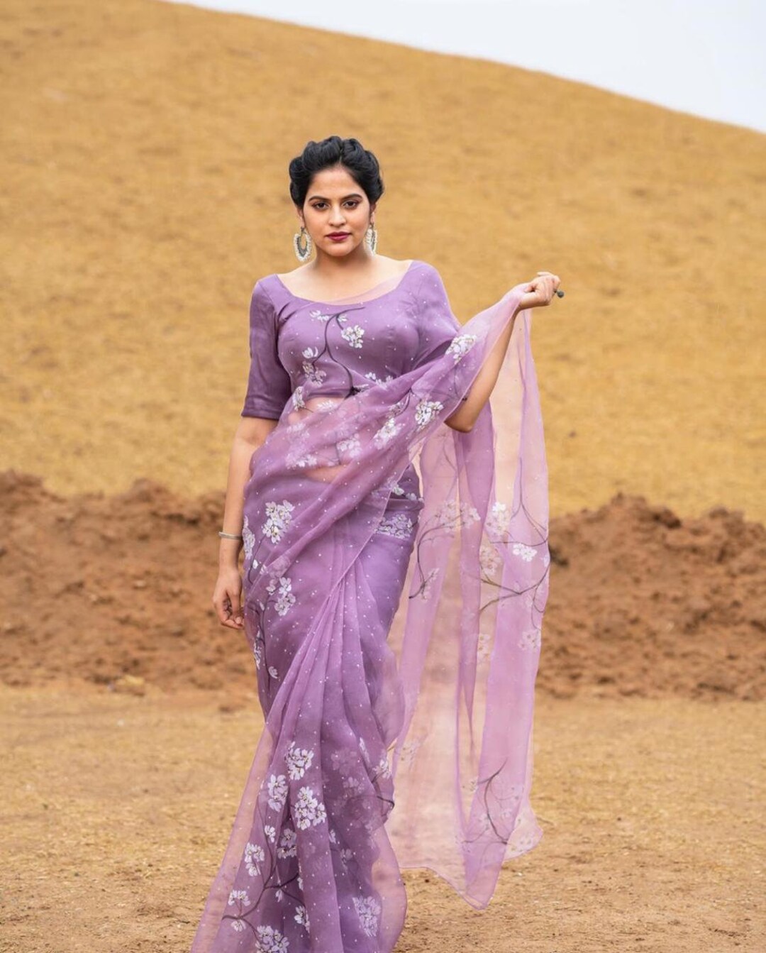 Purple Colore Organza Silk Saree Designer Saree Party Wear Saree ...