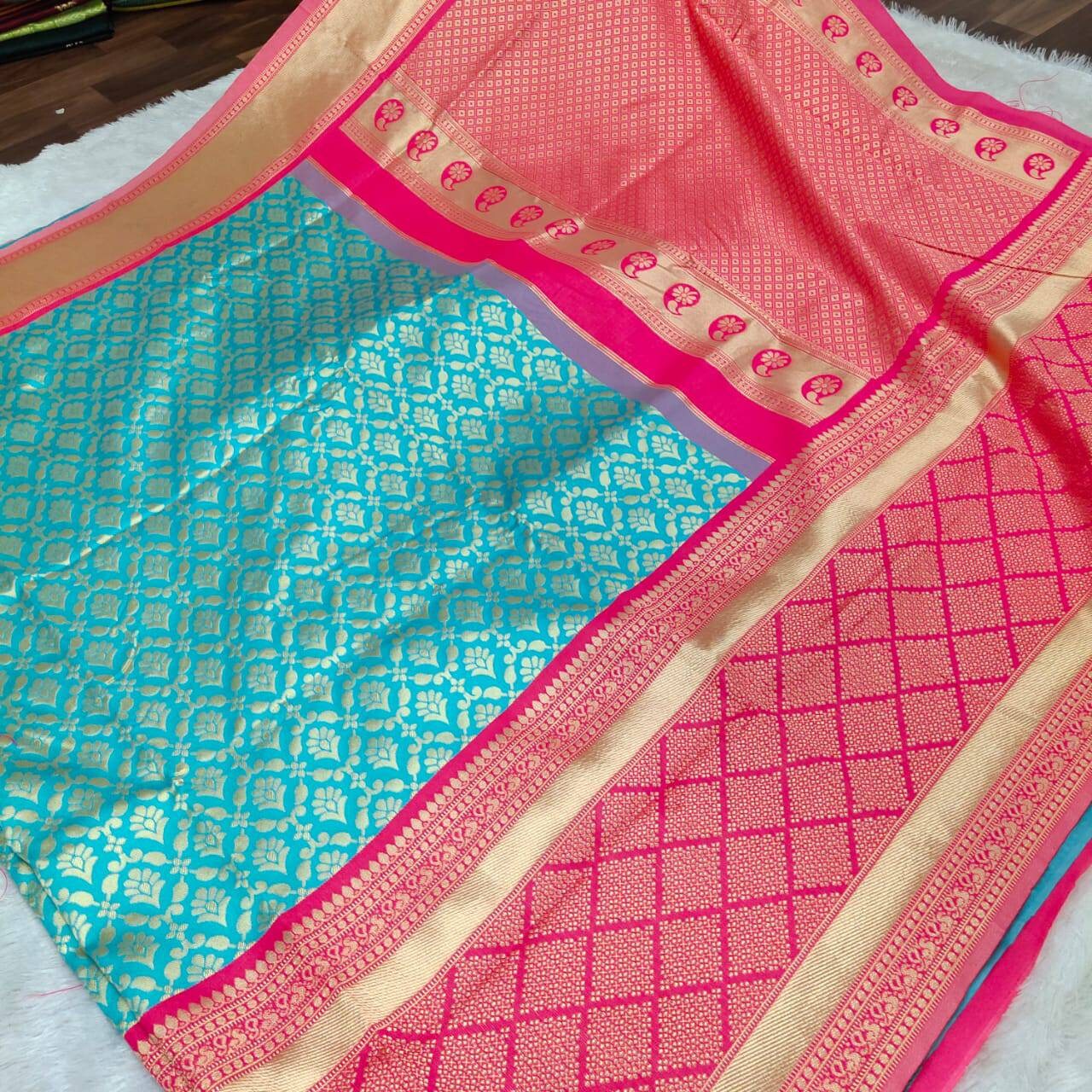 New Arrival Blue Color Soft Lichi Silk Saree With Exclusive - Etsy