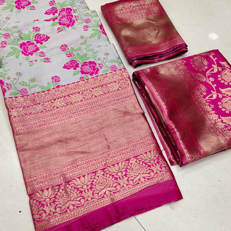 Grey Color Kanchipurama Silk Zari Lahenga Choli Wedding and - Etsy