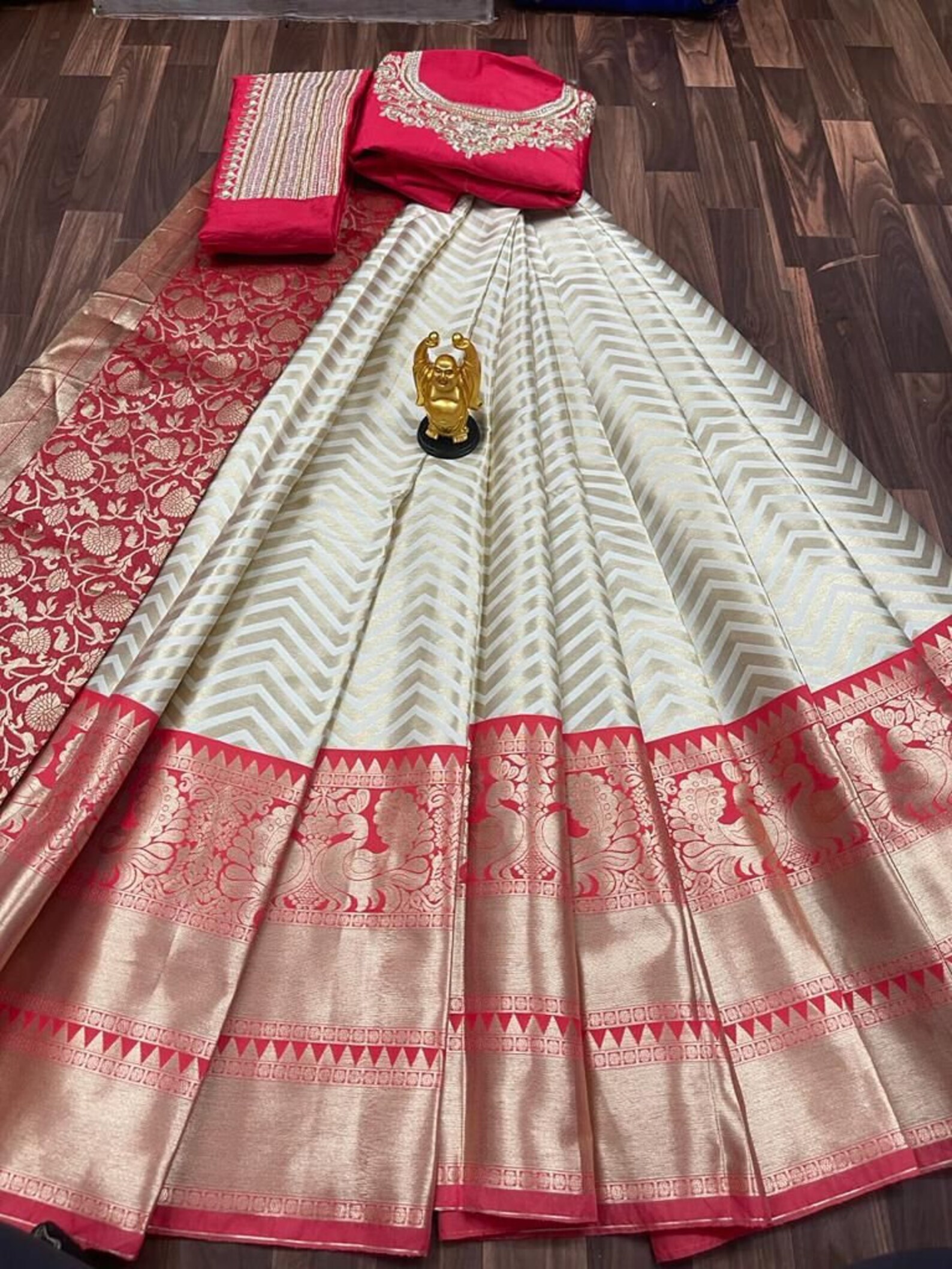 Cream Colour Kanzivaram Silk Zari Lahenga Choli Wedding and | Etsy