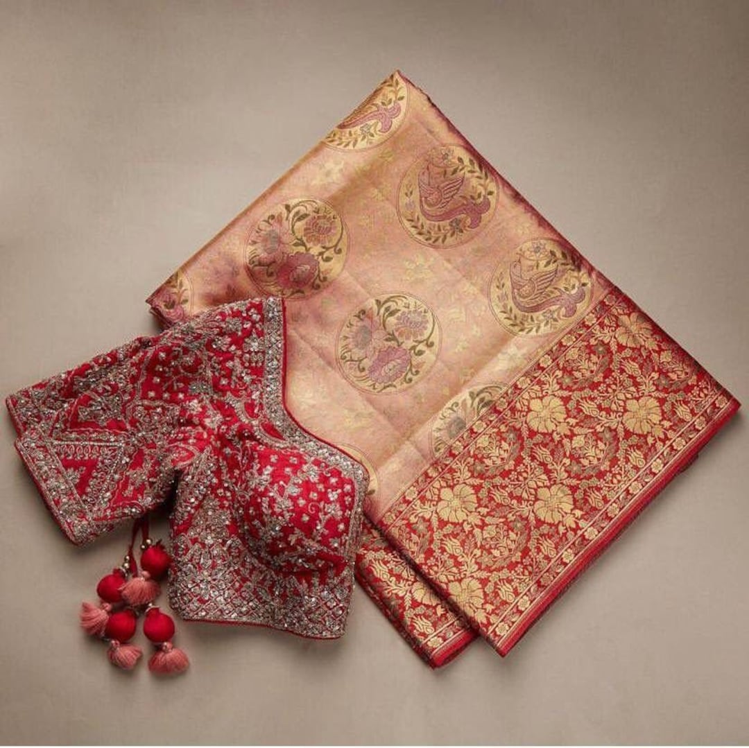 Multi Colour Designer Banarasi Silk Saree With Exclusive Blouse Work ...