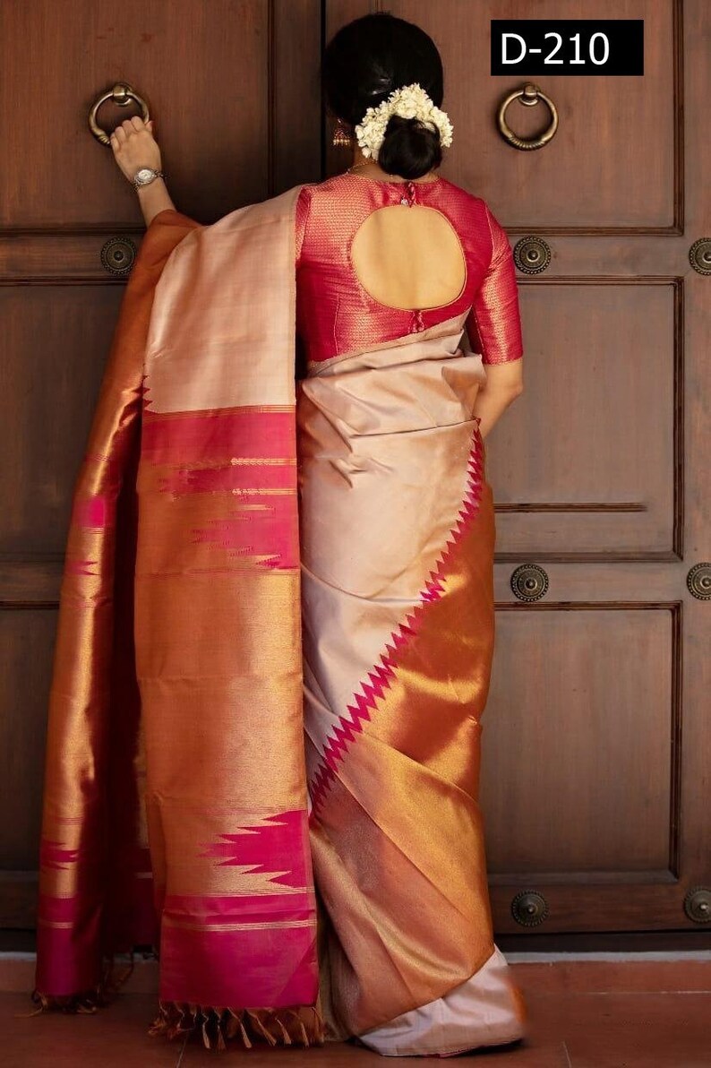 Pink Colour Soft Lichi Silk Golden and Silver Jari With Heavy - Etsy