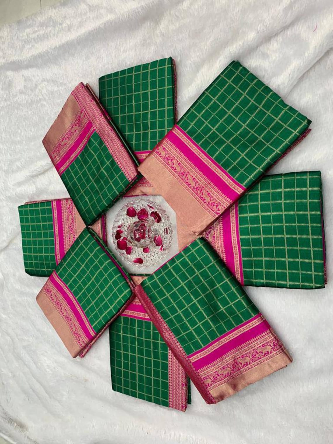 New Arrival Green Color Soft Lichi Silk Saree With Exclusive | Etsy