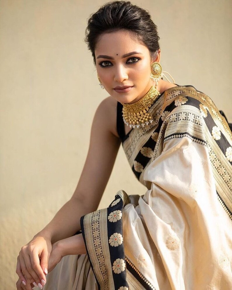Cream Color Kanchipuram Silk Saree Silk Saree Soft Lichi - Etsy UK