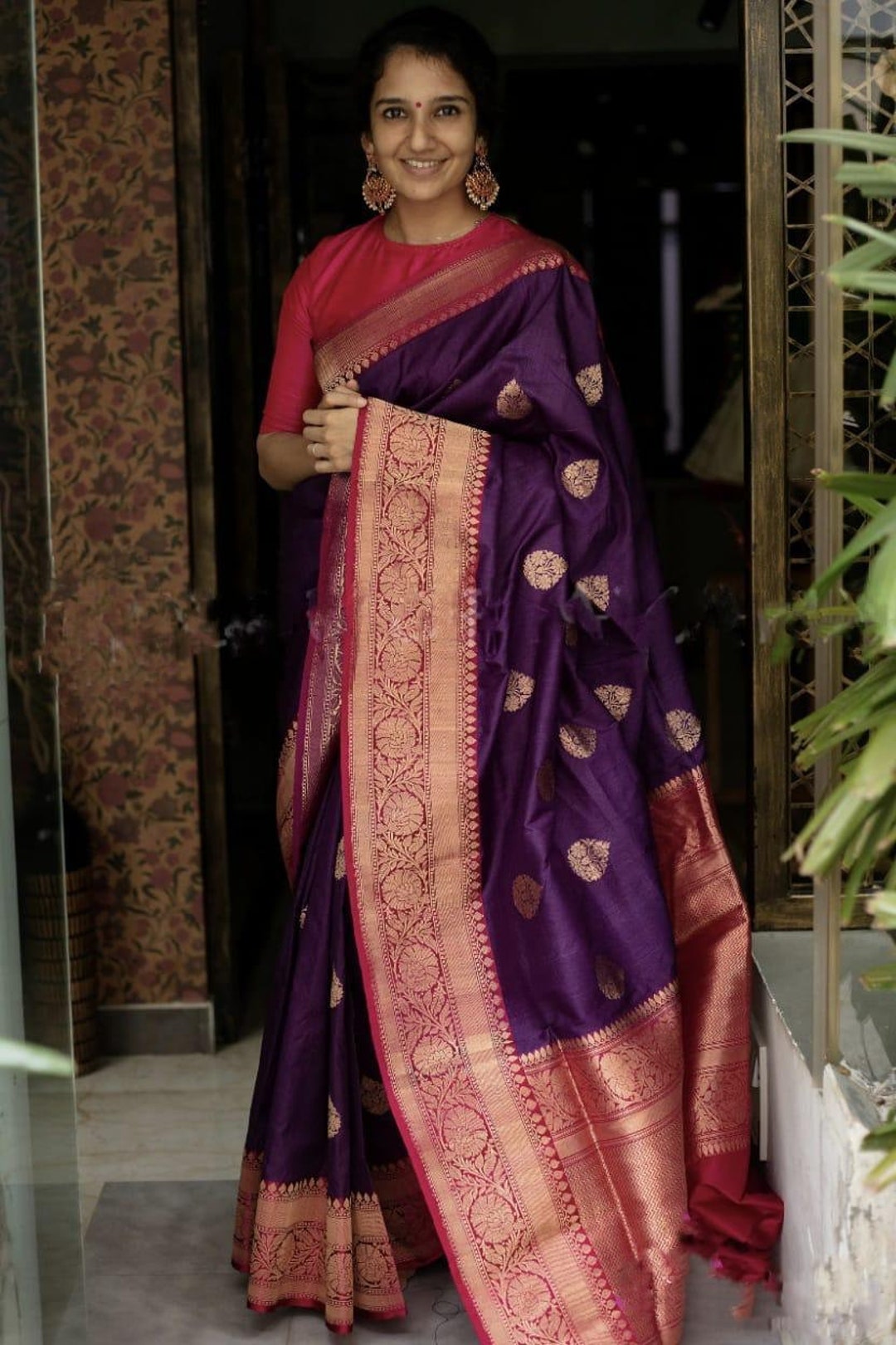 Purple Colore Designer Bold and Beautiful Saree Indian Traditional ...