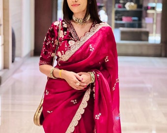 Maroon Wedding Saree - Etsy