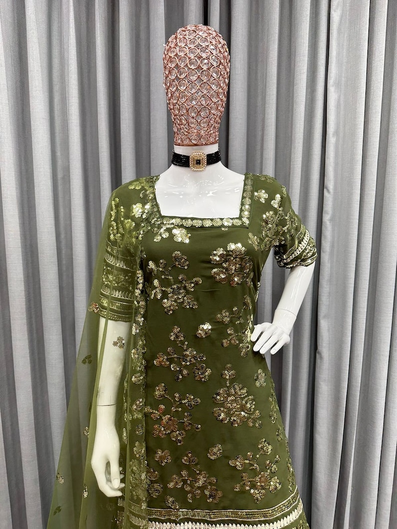 Mahendi Color Sharara Salwar Kameez Georgette Sharara Salwar - Etsy