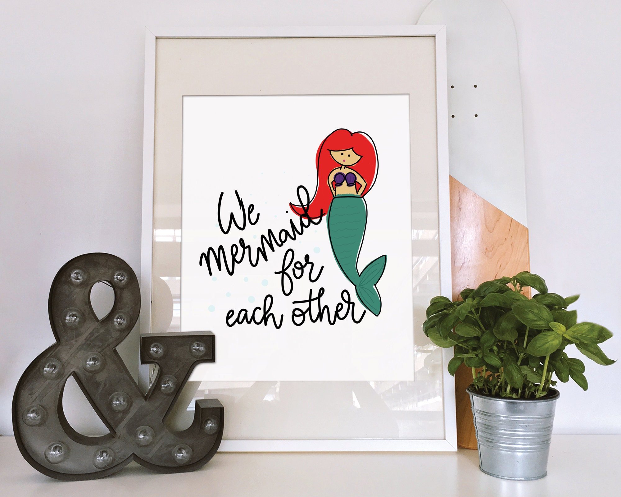 Printable Art, Love Puns, We Mermaid for Each Other, Printable Card ...