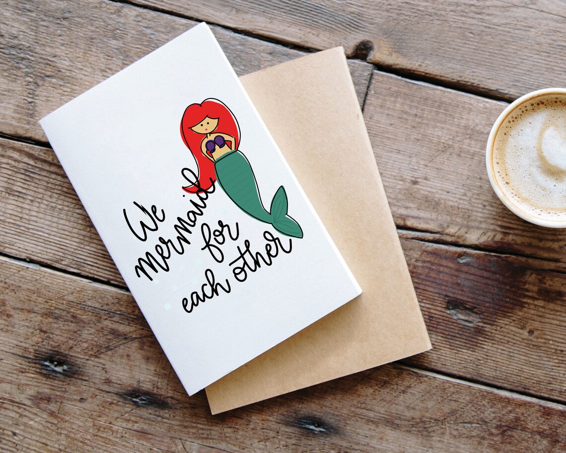 Printable Art, Love Puns, We Mermaid for Each Other, Printable Card ...