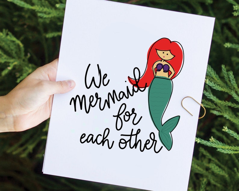 Printable Art, Love Puns, We Mermaid for Each Other, Printable Card ...