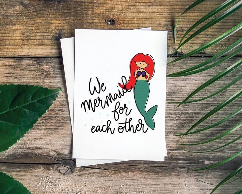 Printable Art, Love Puns, We Mermaid for Each Other, Printable Card ...