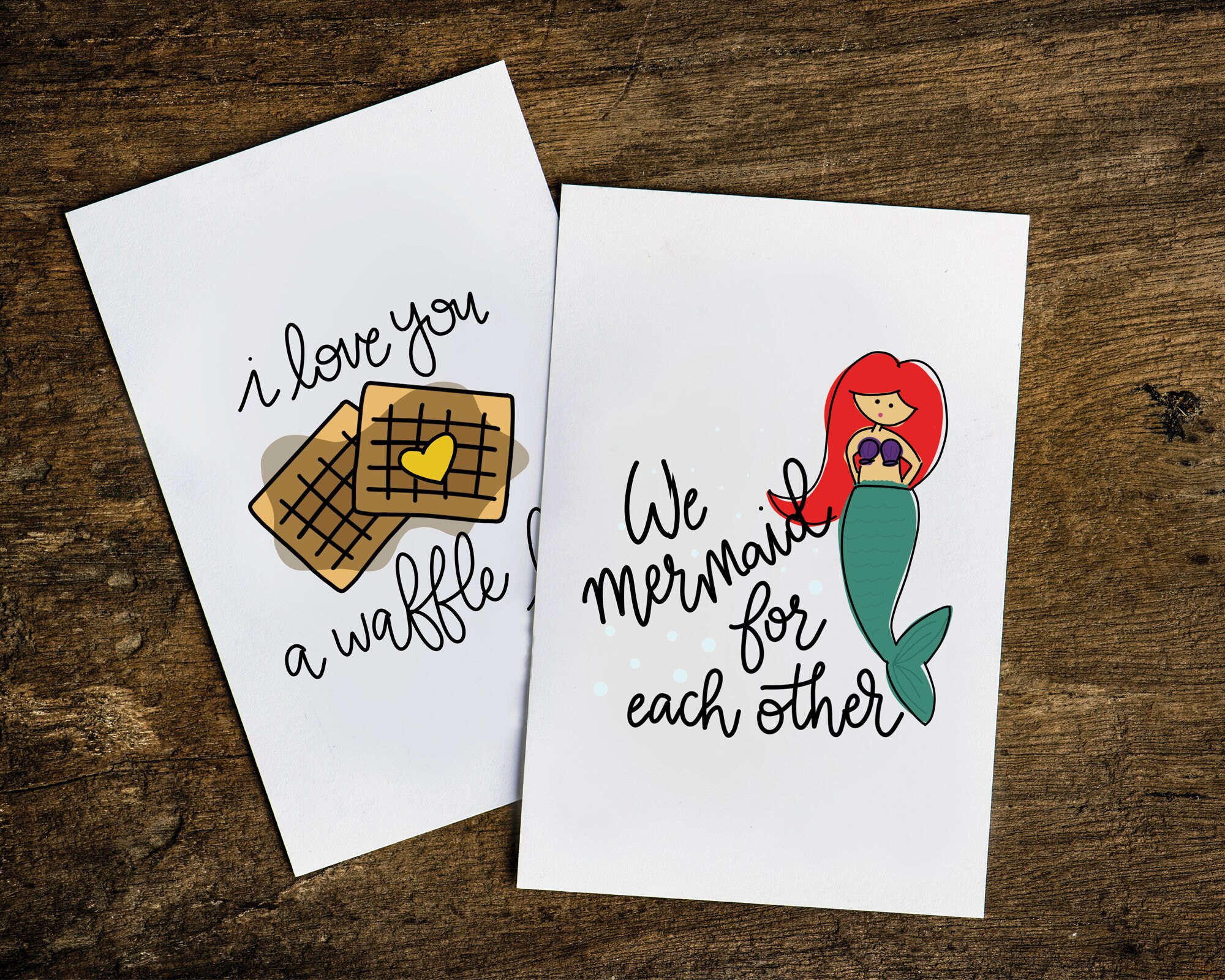 Printable Art, Love Puns, We Mermaid for Each Other, Printable Card ...