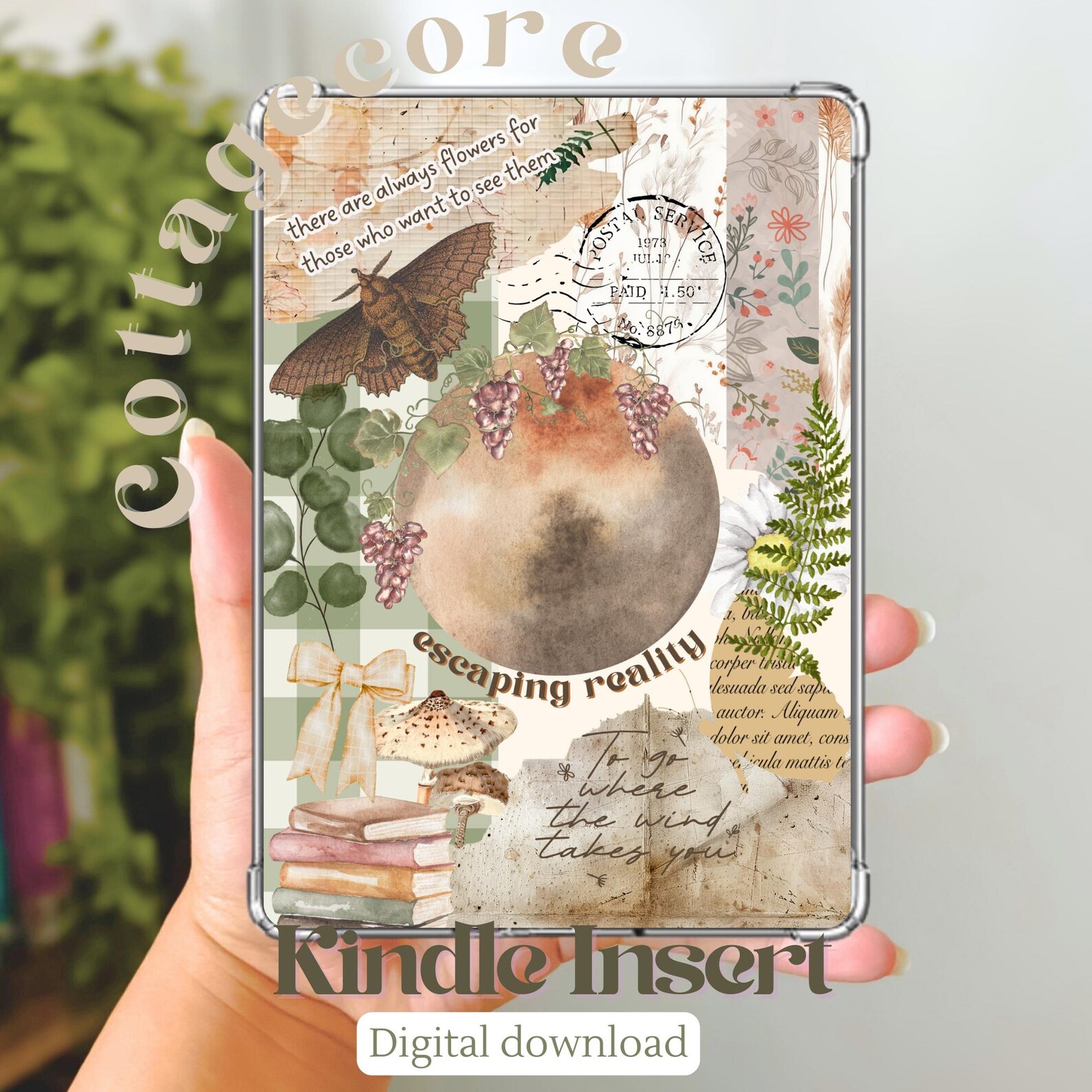 Cottagecore Kindle Insert | Cottagecore Kindle Case Insert | Moody ...