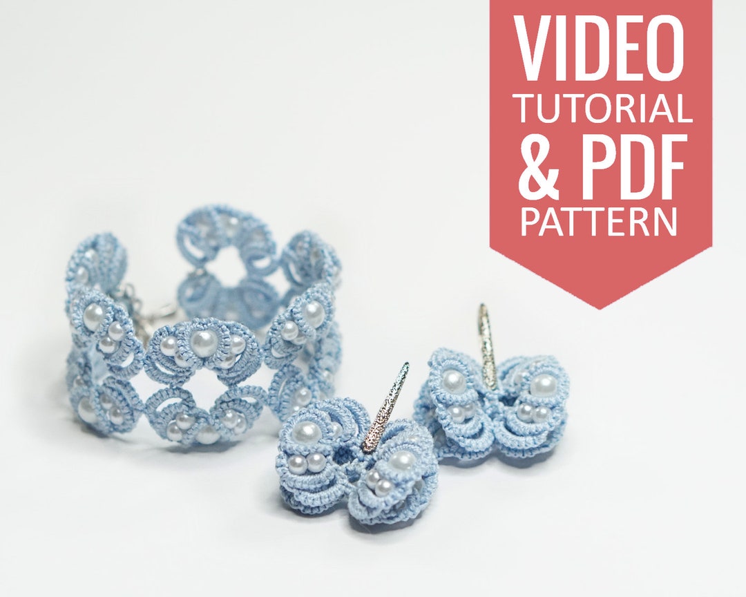 Needle Tatting PDF Pattern & Video Tutorial of Bracelet and Earrings ...