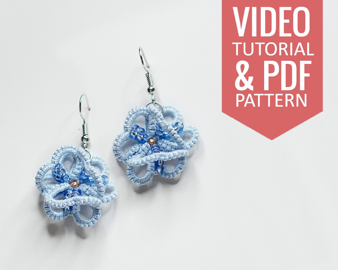 Needle Tatting PDF Pattern & Video Tutorial of Light-blue | Etsy