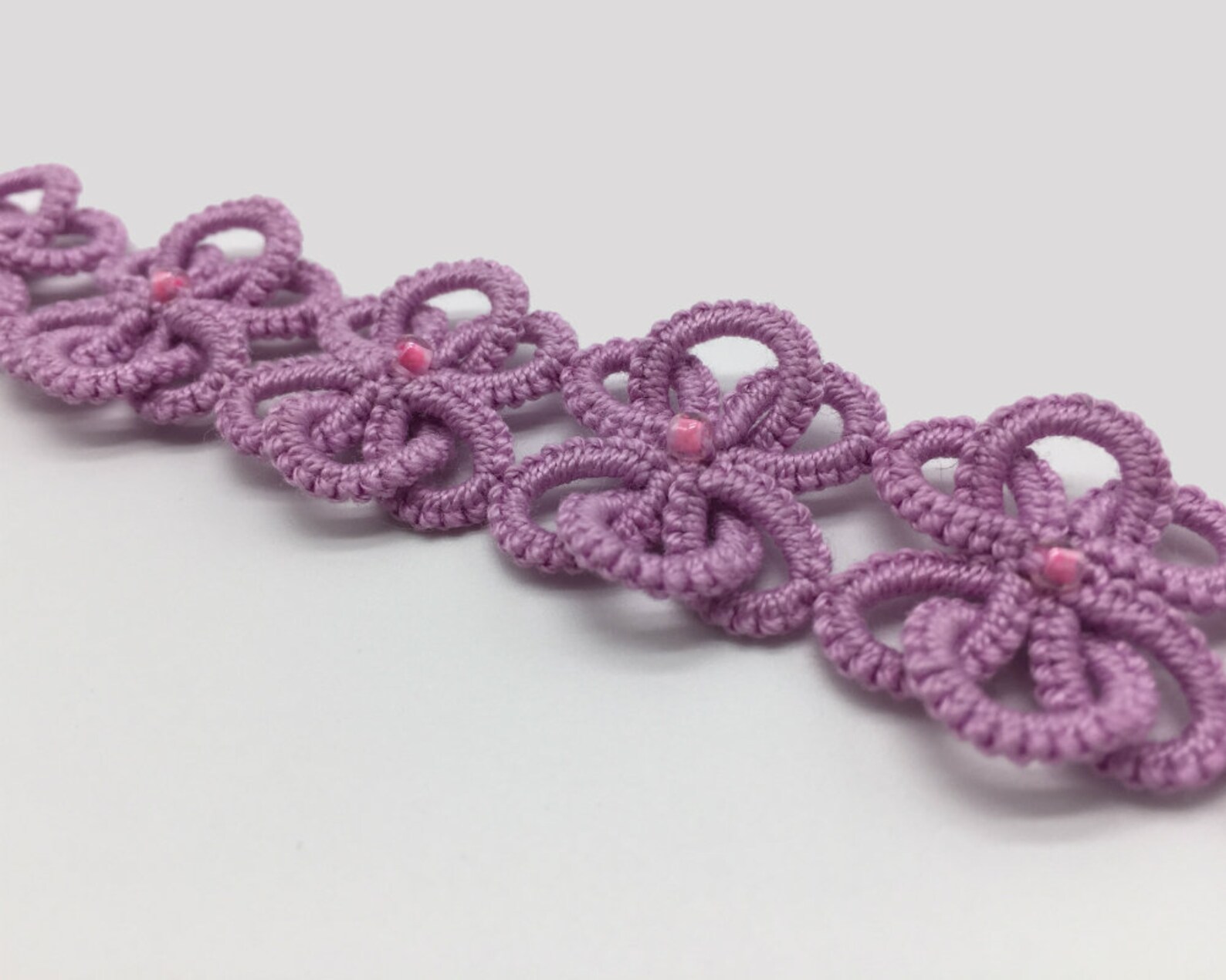 Needle Tatting PDF Pattern & Video Tutorial of a Bracelet With | Etsy