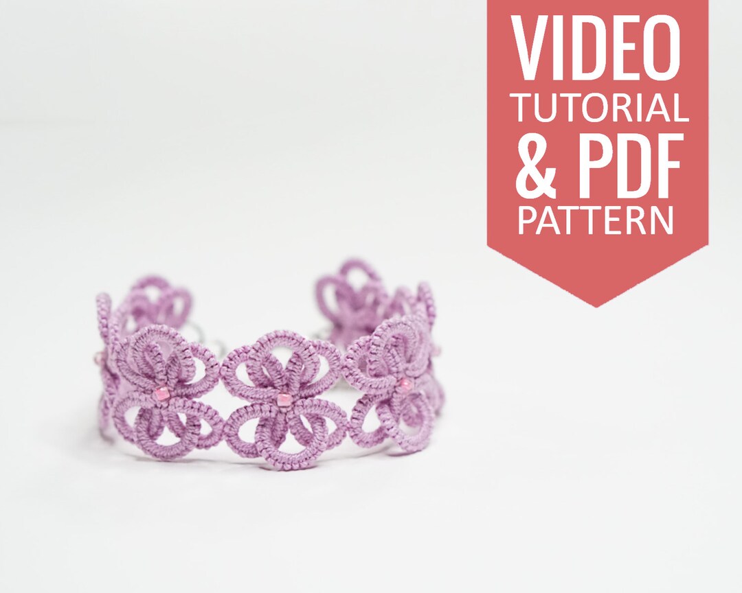 Needle Tatting PDF Pattern & Video Tutorial of a Bracelet With Interlocking Rings and Seed Beads ...