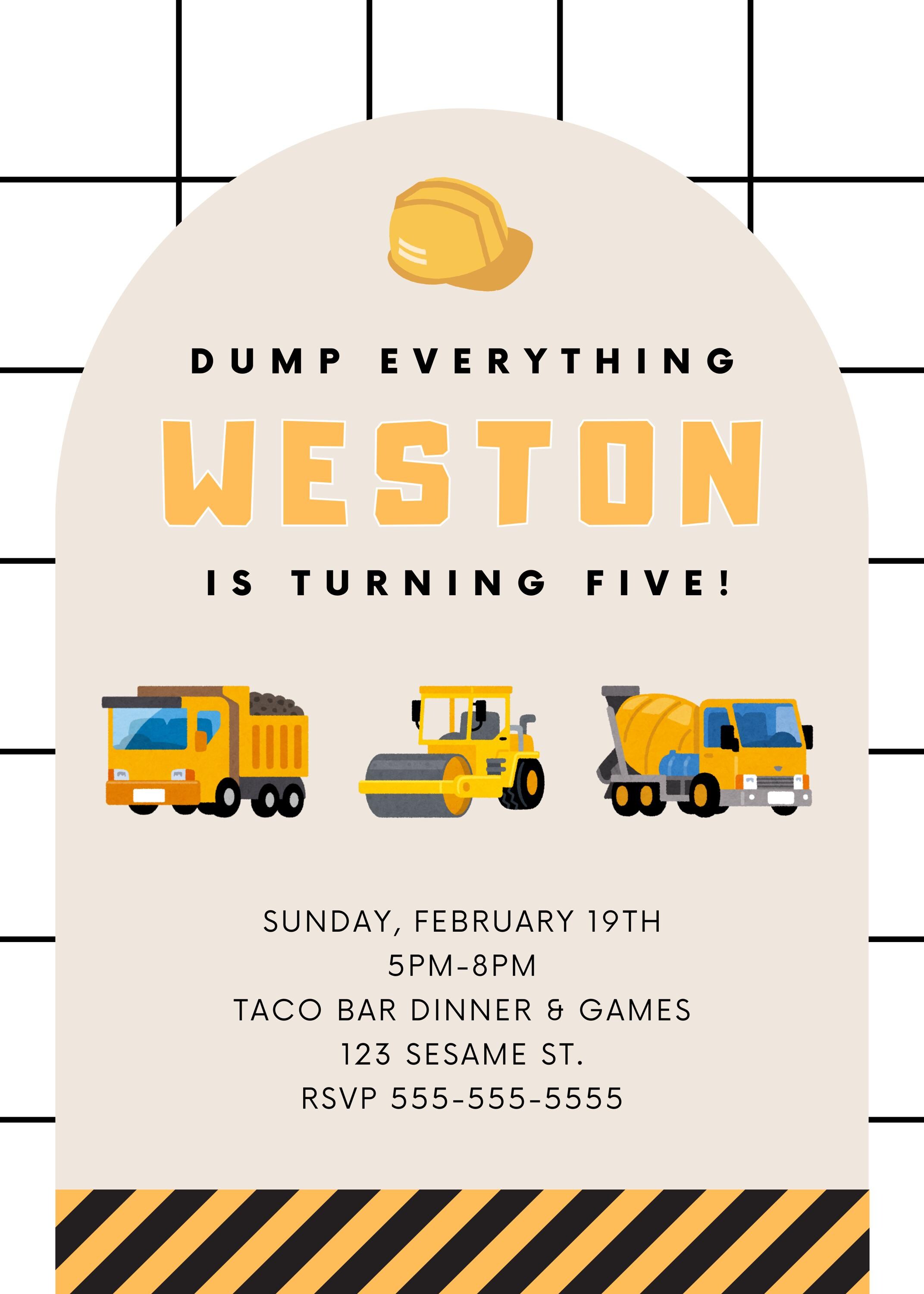 Construction Birthday Party Invitation | Instant Download | Editable ...