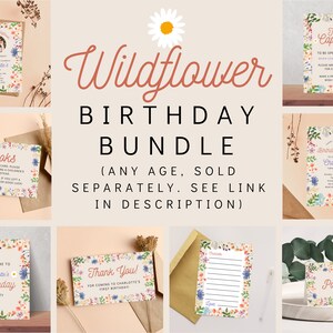 Wild One Wildflower Girl Birthday Bundle | Instant Download | Editable ...