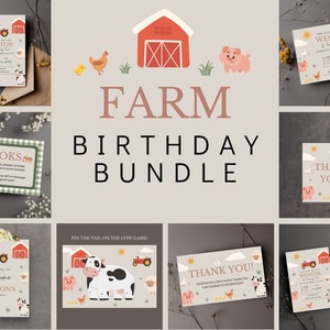 Farm Animal Birthday Bundle | Instant Download | Editable Templates - Etsy