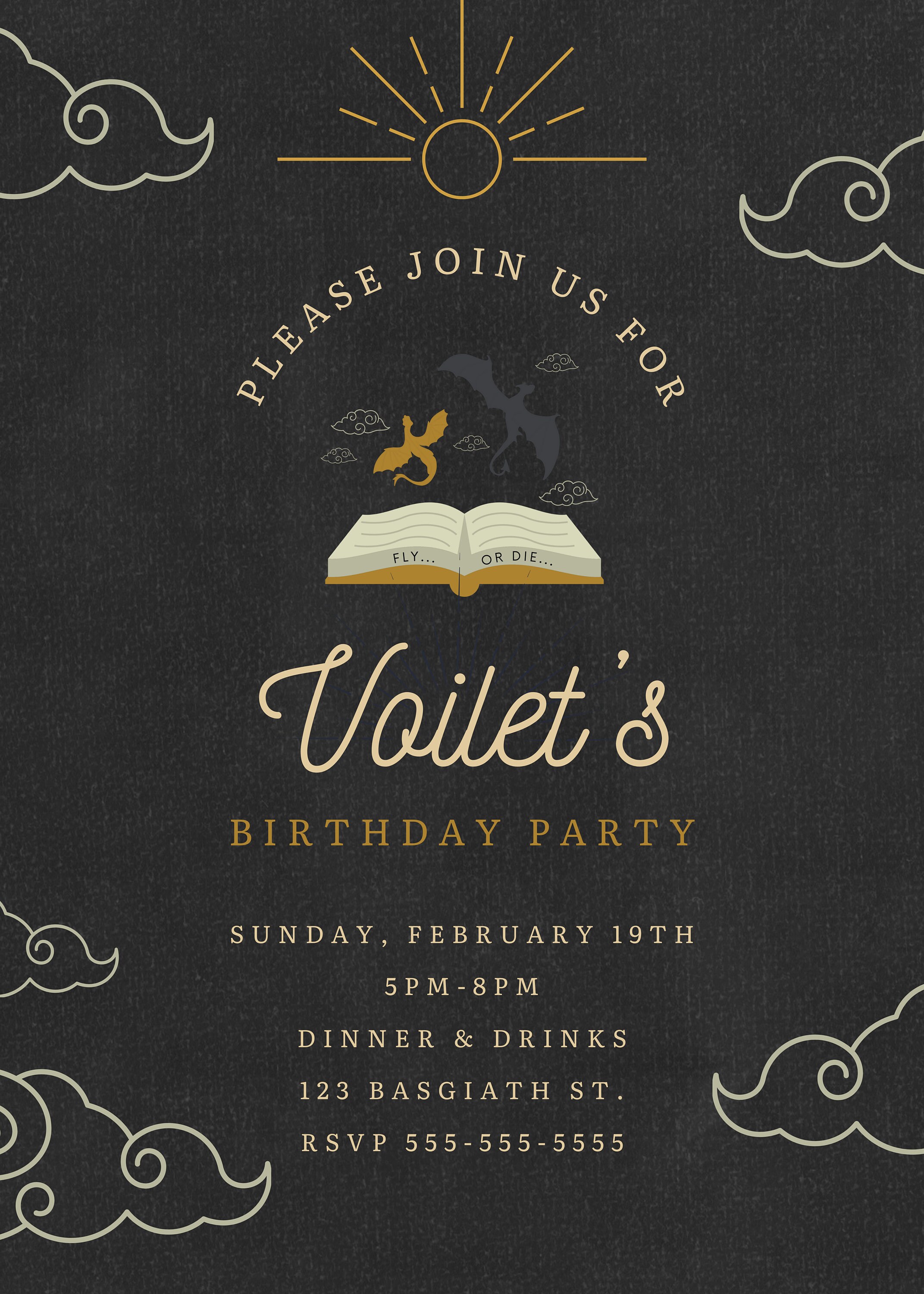 Fourth Wing Inspired Birthday Invitation | Printed Invitations - Etsy