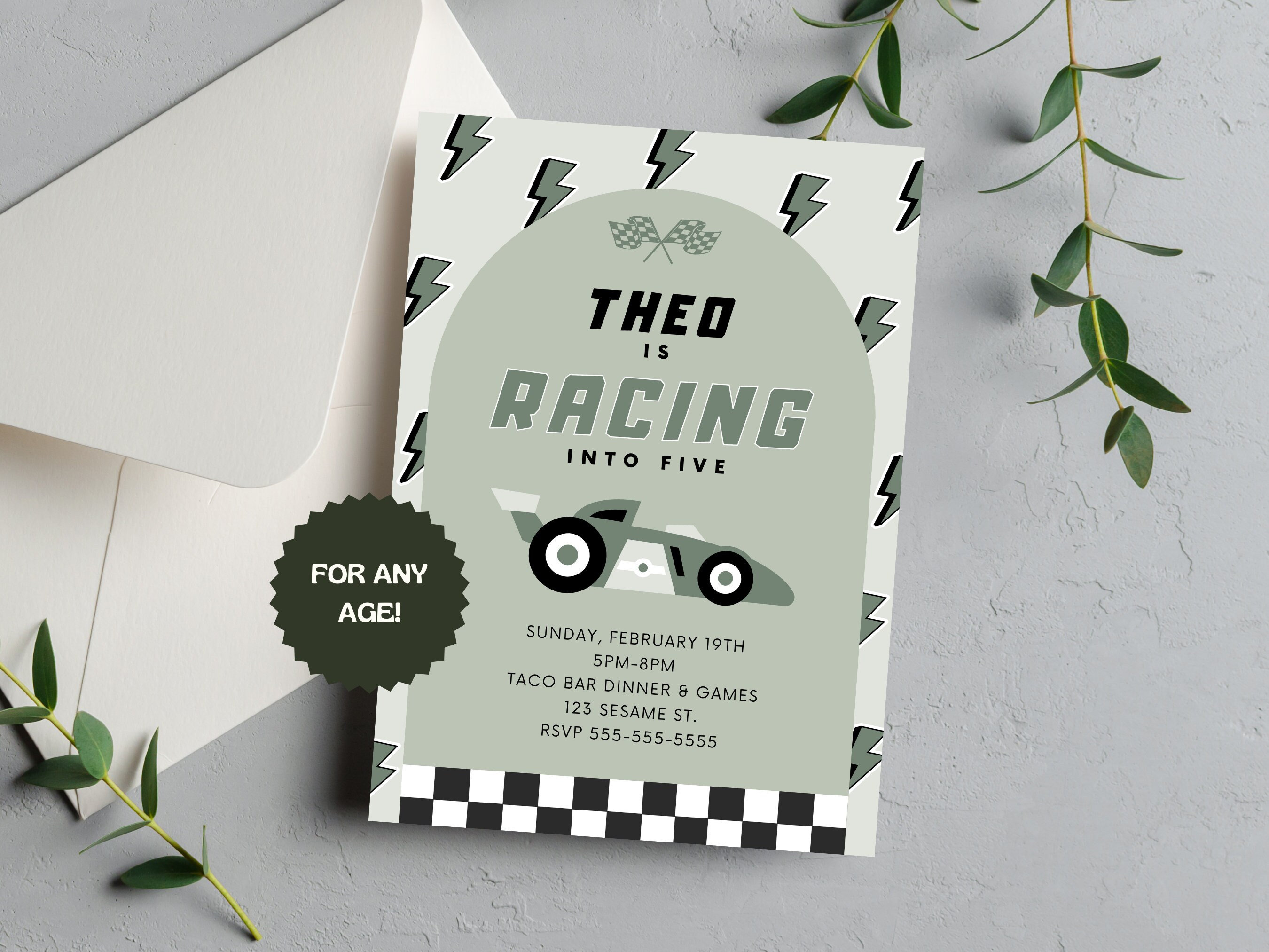 Boy's Race Car Birthday Invitation | Printed Invitations - Etsy