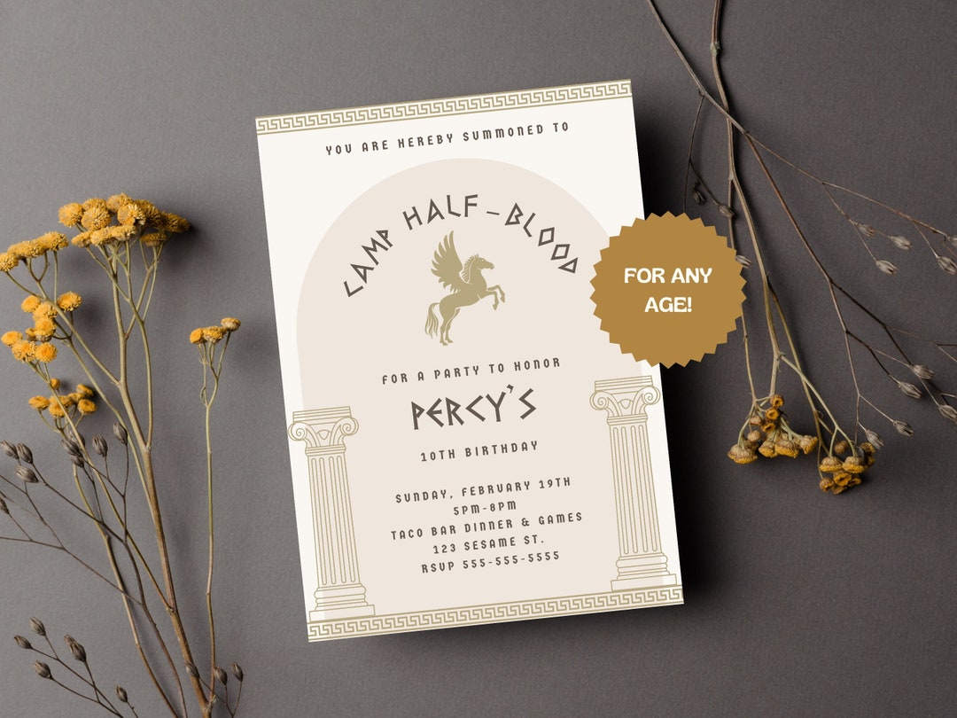 Percy Jackson Inspired Greek Gods Birthday Invitation | Instant ...