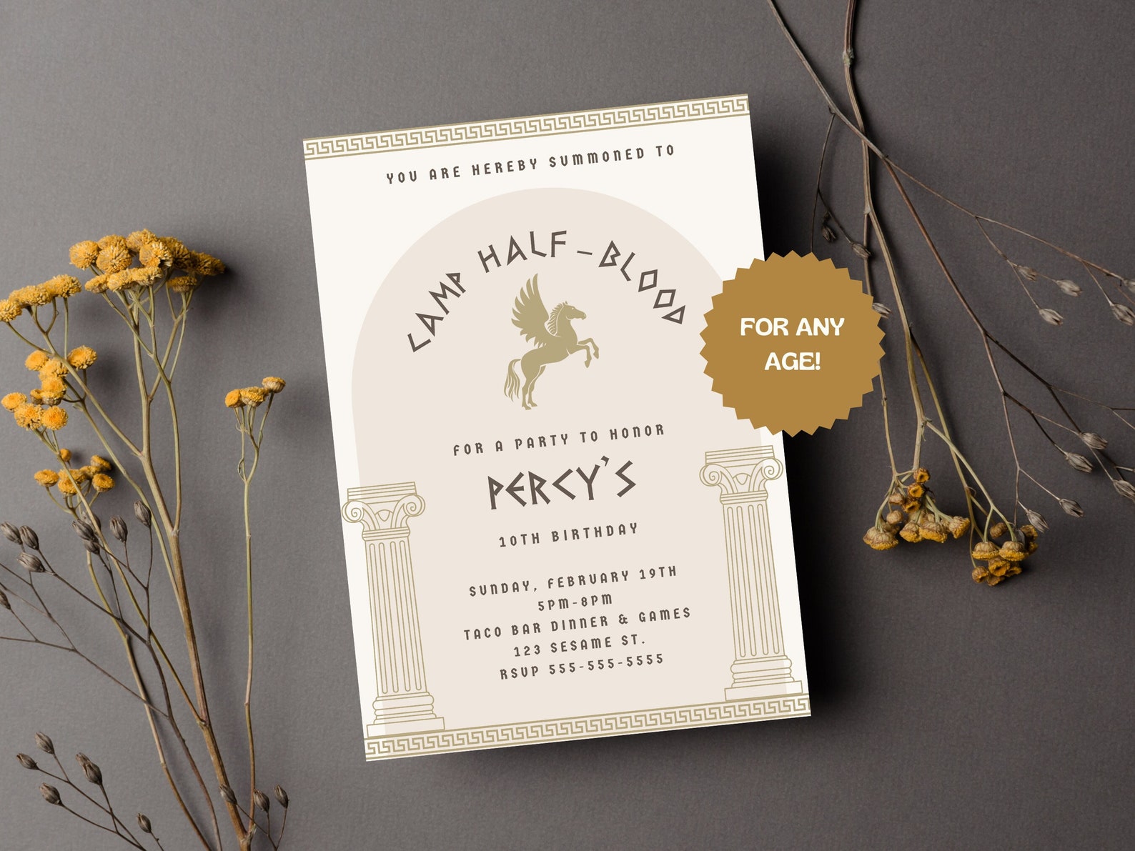 Percy Jackson Inspired Greek Gods Birthday Invitation | Instant ...