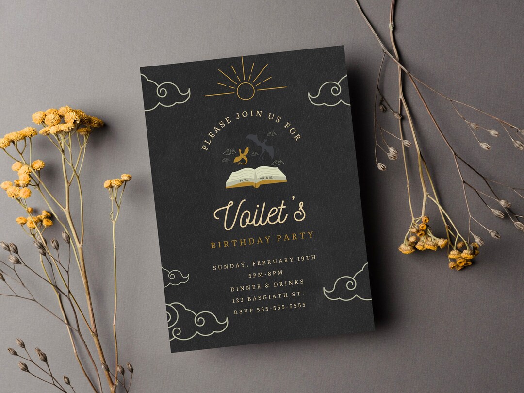 Fourth Wing Inspired Birthday Invitation | Instant Download | Editable ...