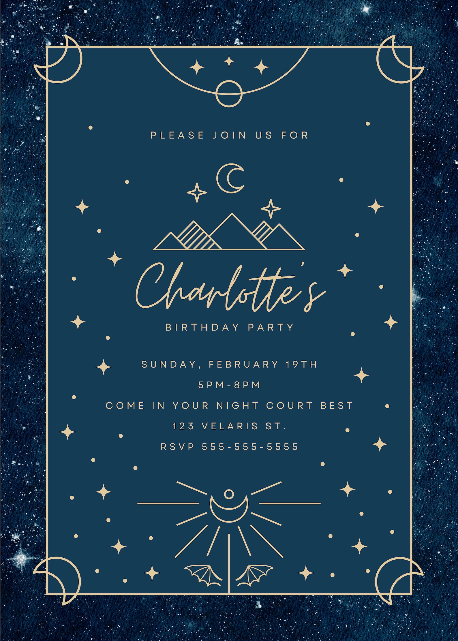 ACOTAR Night Court Birthday Invitation | Instant Download | Editable ...