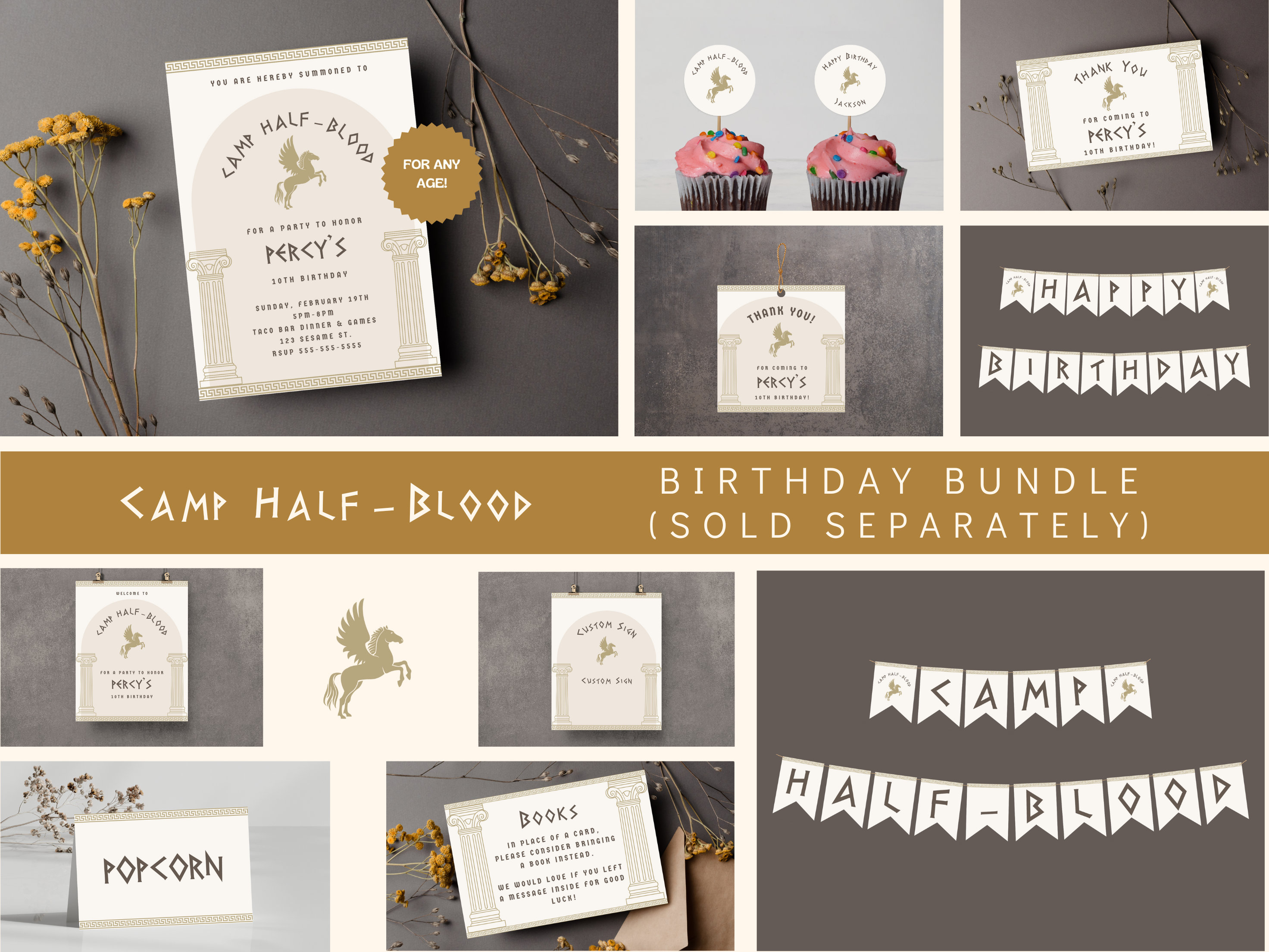 Percy Jackson Inspired Greek Gods Birthday Invitation | Instant ...