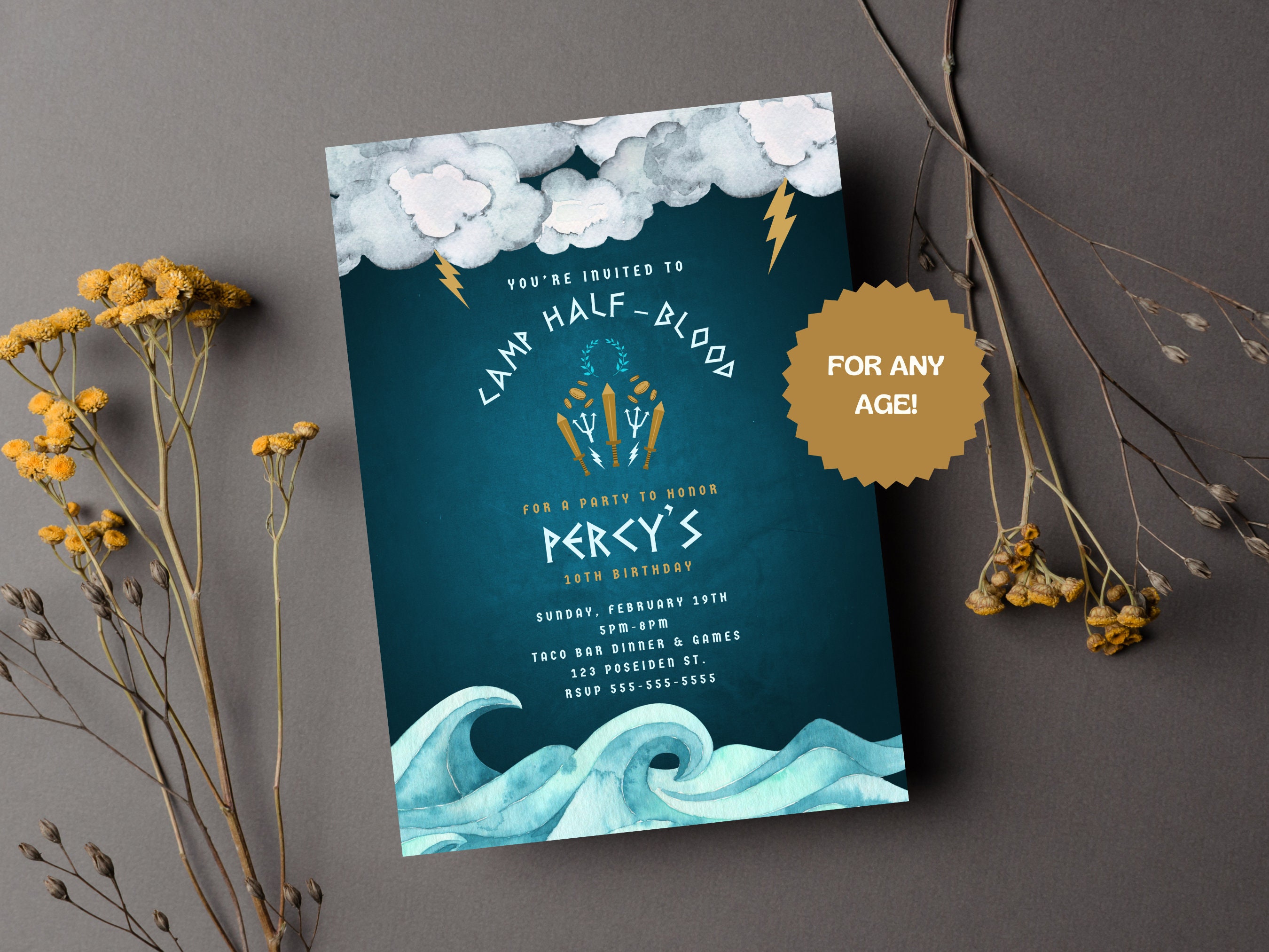 Percy Jackson Inspired Greek Gods Poseidon Birthday Bundle | Instant ...