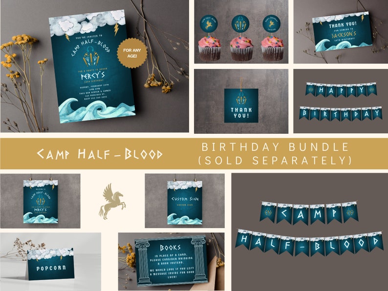 Percy Jackson Inspired Greek Gods Poseidon Birthday Invitation ...
