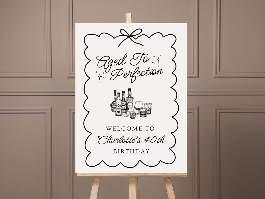 Aged to Perfection Whiskey Welcome Sign Poster | Instant Download ...