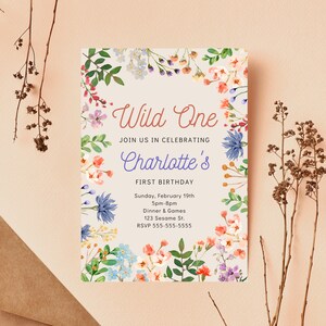Wild One Wildflower Girl Birthday Bundle | Instant Download | Editable ...