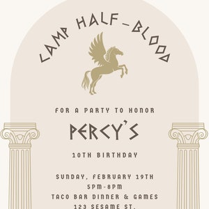 Percy Jackson Inspired Greek Gods Birthday Invitation | Instant ...