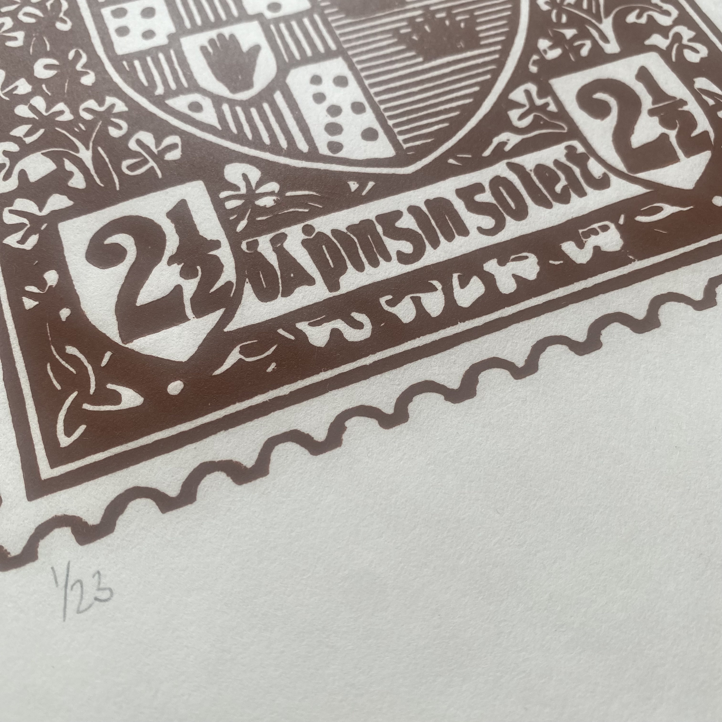 2 1/2 P 1923 Irish Stamp Linocut Print - Etsy