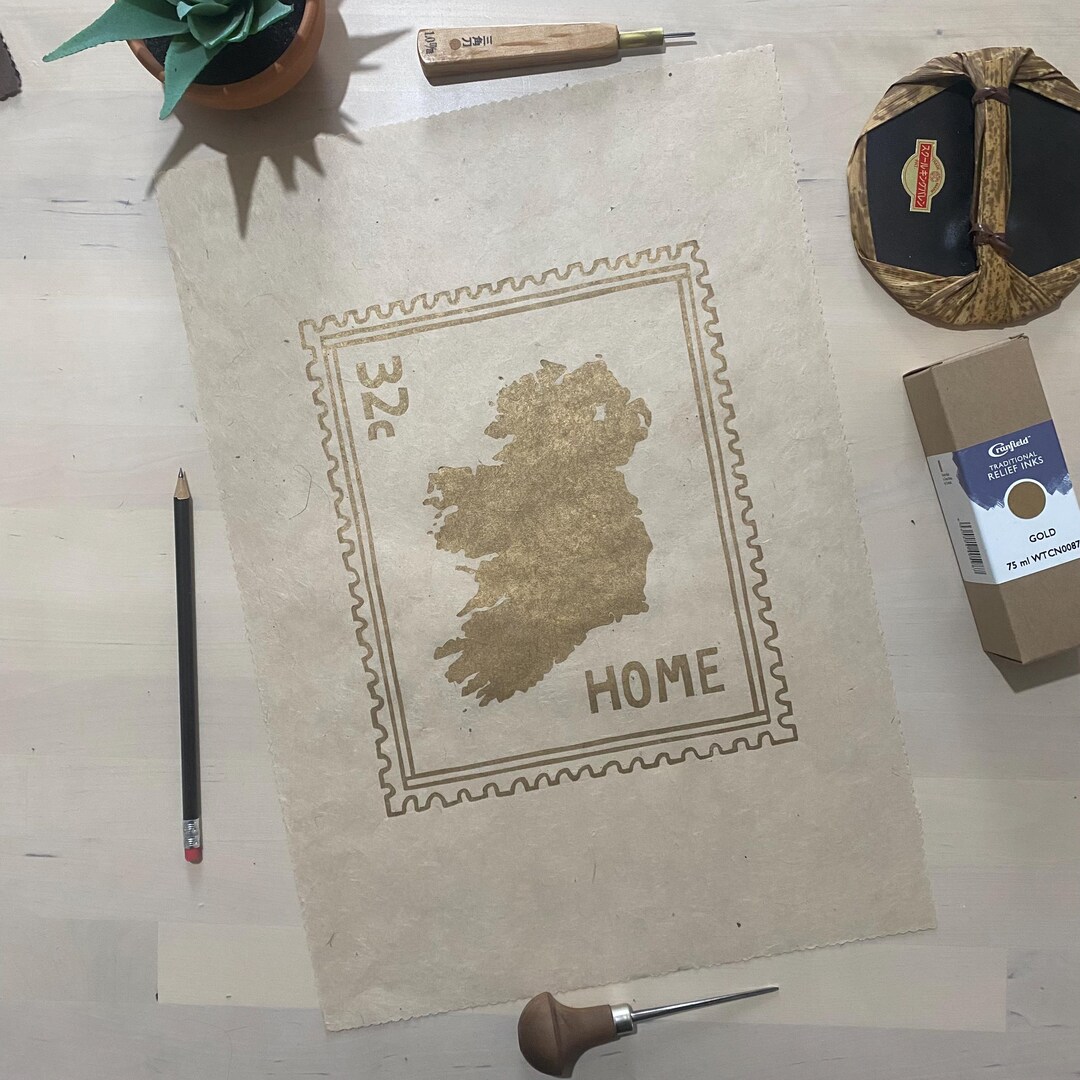 Ireland / Home Stamp A3 Linocut Print - Variants - Etsy