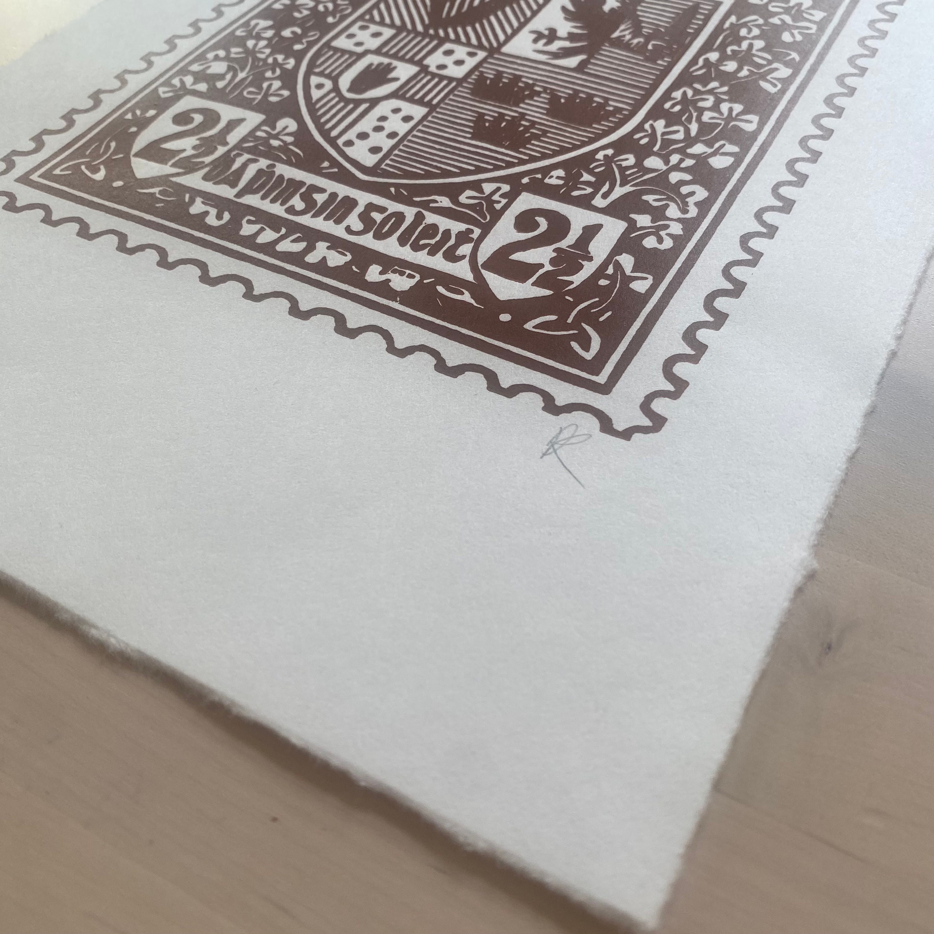 2 1/2 P 1923 Irish Stamp Linocut Print - Etsy