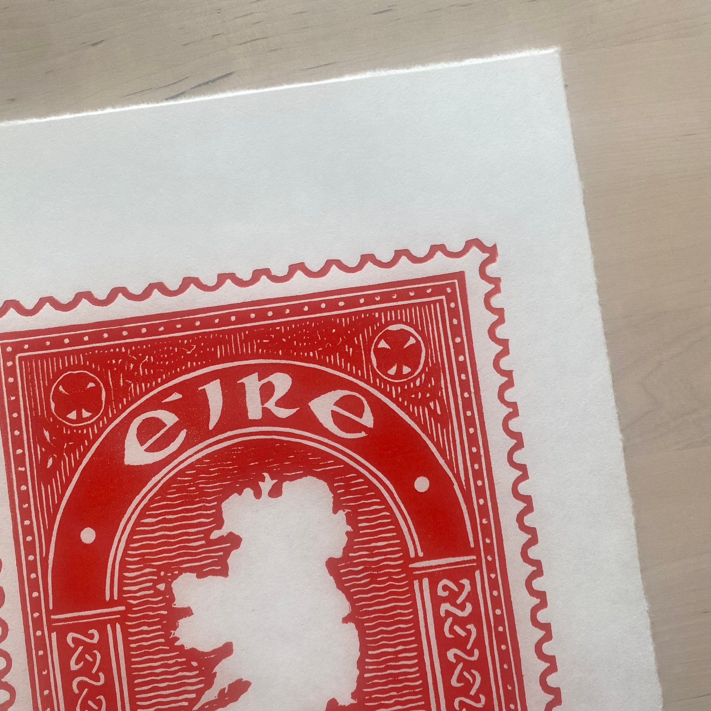 1 P 1923 Irish Stamp Linocut Print - Etsy