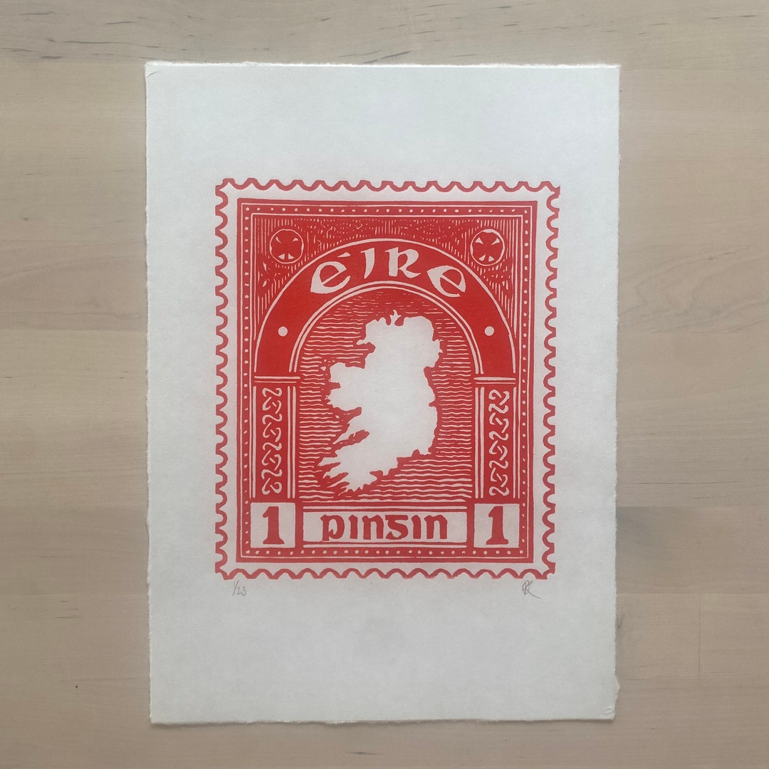 1 P 1923 Irish Stamp Linocut Print - Etsy