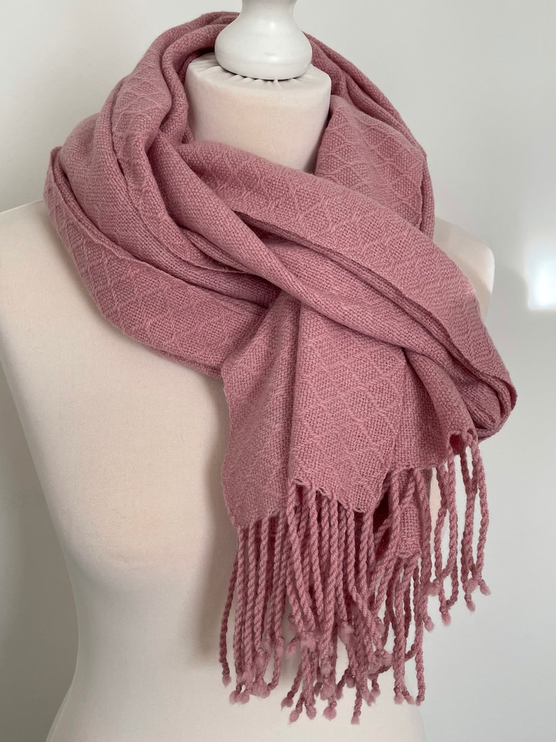 Dusky Pink Handwoven Lambswool Scarf. - Etsy